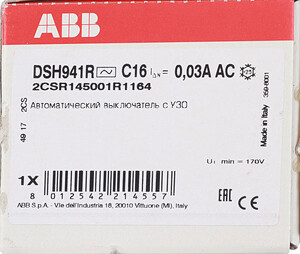 Дифференциальный автомат 1P+N 16А тип C 30 мА 4.5 kA ABB DSH941R ...
