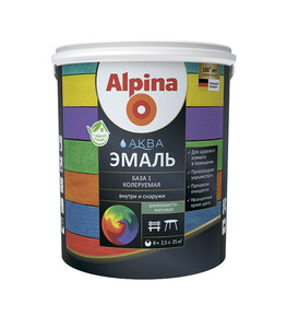 Эмаль акриловая Alpina Аква Эмаль шелковисто-матовая База 1/2,5 л ...