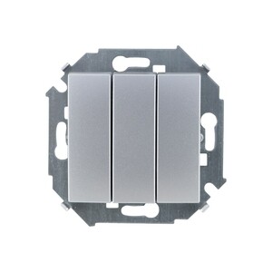 Выключатель Simon 15 трехклавишный скрытая установка алюминий (1591391 ...