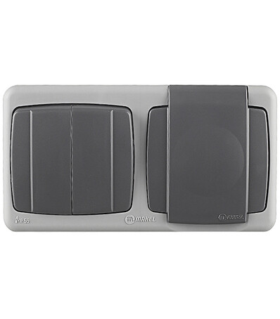 Розетка Makel накладная серая с крышкой (36064201) — купить в Москве: цены, характеристики ...