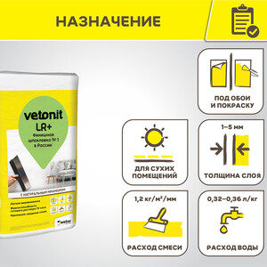 Шпаклевка полимерная Weber.vetonit LR + для сухих помещений белая 25 кг ...