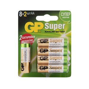 Батарейка GP Batteries Super АА пальчиковая LR6 1,5 В (10 шт.) — купить ...