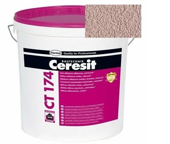 Штукатурка силикатно-силиконовая Ceresit CT 174 камешковая 2 мм Fuji 3 ...