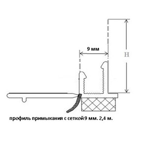 Профиль примыкания оконный пластиковый с сеткой 9 мм 2,4 м ...