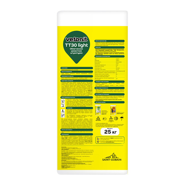 Штукатурка цементная Vetonit ТТ30 лайт облегченная 25 кг — купить в ...