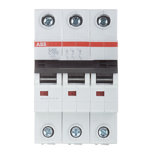 Автоматический выключатель модульный ABB S203 3P 100А тип C 6 кА 220 В (2CDS253001R0824 ...