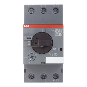 Автоматический выключатель защиты двигателя ABB MS116-1.6 3P 1,6А тип D 50 кА 690 В на DIN-рейку ...