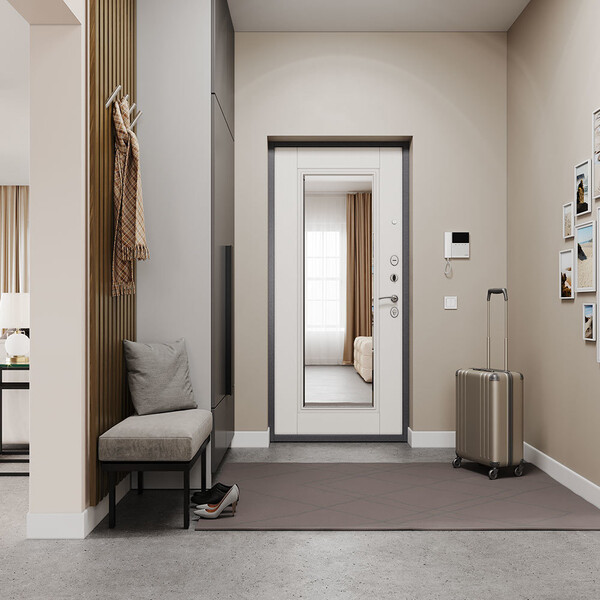 Дверь входная Mastino Home Eco левая букле графит - ларче белый с ...