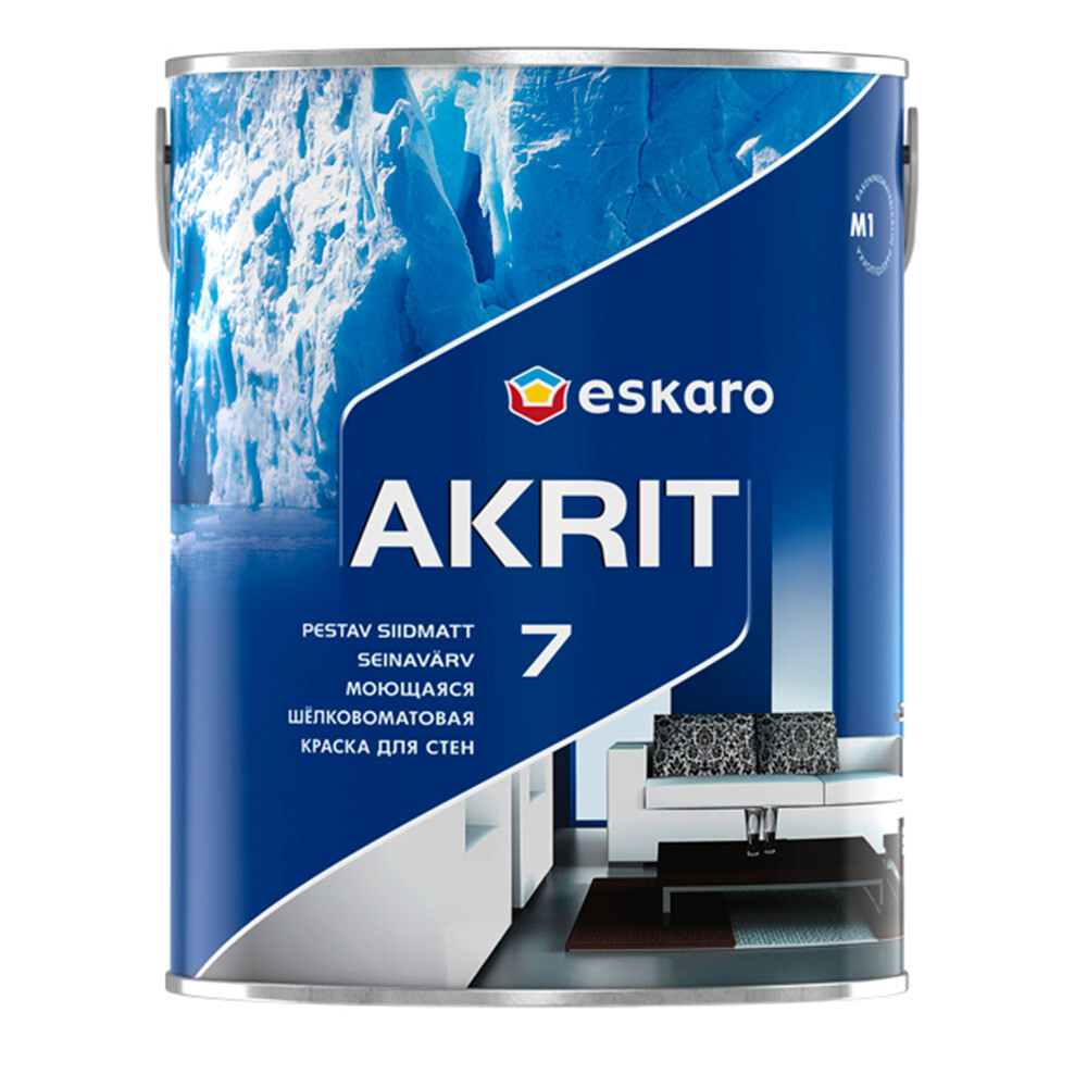 Краска моющаяся Eskaro Akrit 7 база А белая 2,85 л — купить в Москве ...