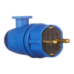 Вилка штепсельная Svet с заземлением IP44 угловая синяя — купить в Санкт-Петербурге: цены ...