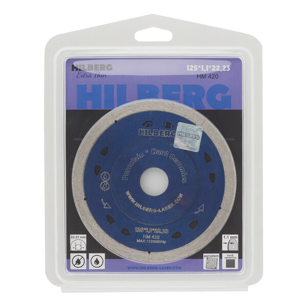 Диск алмазный по керамограниту Hilberg Extra Thin 125x22,2x1,1 мм ...