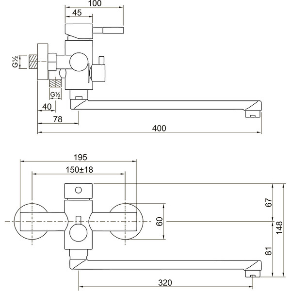 Смеситель для ванны ARGOtech Solid сатин однорычажный с длинным изливом с лейкой (35-L35/D SOLID ...