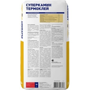 Клей для печей и каминов Plitonit СуперКамин ТермоКлей серый 25 кг ...