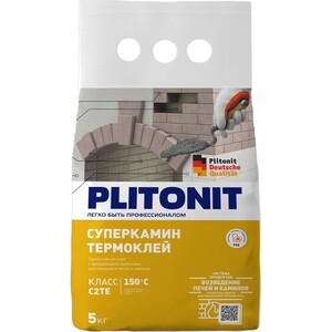 Клей для печей и каминов Plitonit СуперКамин ТермоКлей серый 5 кг ...