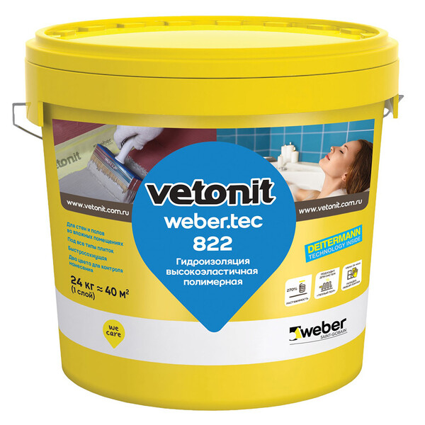 Гидроизоляция акриловая Vetonit Weber.tec 822 серая 24 кг — купить в ...