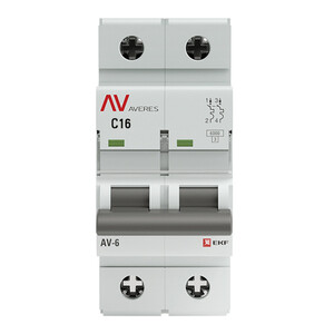 Автоматический выключатель модульный EKF Averes AV-6 2Р 16А тип C 6 кА 230 В (mcb6-2-16C-av ...