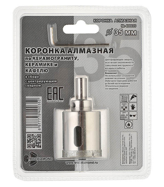 Коронка алмазная Trio-Diamond (400035) по керамограниту d35 мм — купить ...