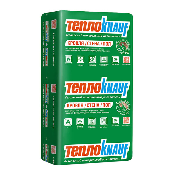 Утеплитель ТеплоKnauf Кровля/Стена/Пол (Коттедж) Плита 100х610х1230 мм ...