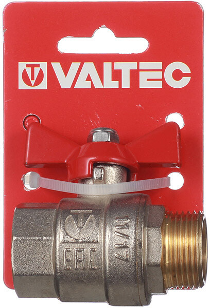 Кран шаровой латунный Valtec Base 3/4 ВР(г) х 3/4 НР(ш) бабочка прямой (VT.218.N.05) — купить в ...
