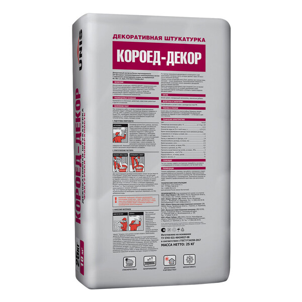 Штукатурка декоративная Unis Короед-Декор 1,5-2 мм белая 25 кг — купить ...