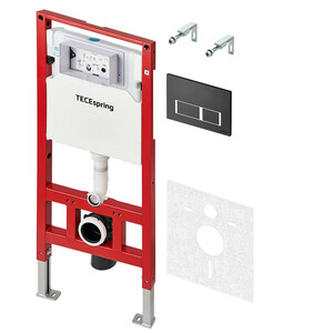 Инсталляция Tece Spring для подвесного унитаза с кнопкой черной матовой со звукоизоляцией ...