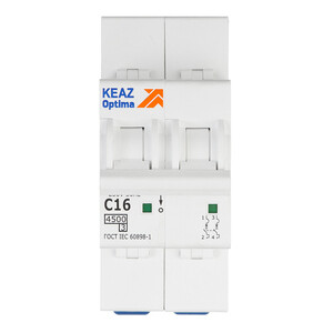 Автоматический выключатель КЭАЗ OptiDin BM63 2P 16А тип C 4,5 кА 230/400 В на DIN-рейку (326803 ...