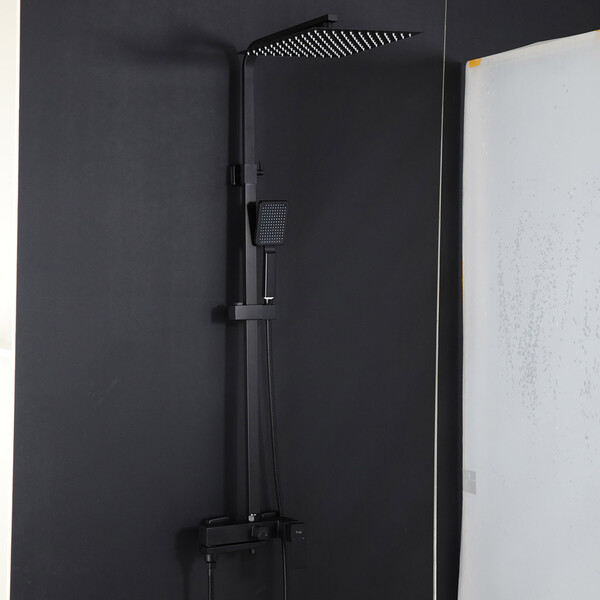Душевая система Frap с верхним душем с лейкой со смесителем черная (F24802-16) — купить в Санкт ...