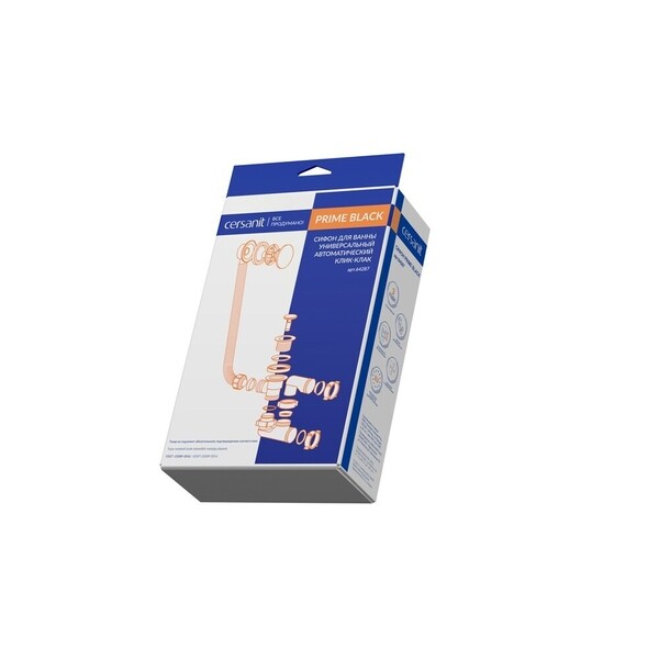 Сифон для ванны Cersanit Prime Black 1 1/2х40 мм проточный слив d68 мм ...