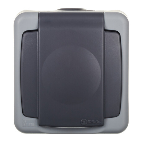 Розетка Makel накладная серая с крышкой (36064201) — купить в Москве: цены, характеристики ...