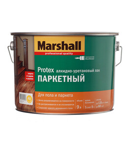 Лак алкидно-уретановый паркетный Marshall Protex бесцветный 9 л ...