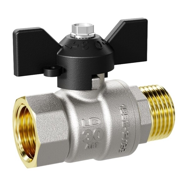 Кран шаровой латунный LD Pride 3/4 ВР(г) х 3/4 НР(ш) бабочка прямой (LD 47.312.20) — купить в ...