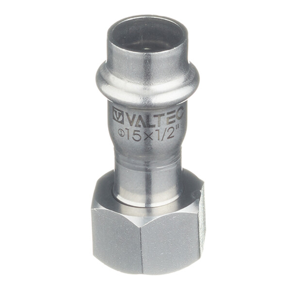Соединитель VALTEC (VTi.908.I.001504) 15 мм х 1/2 ВР(г) нержавеющая сталь с накидной гайкой ...