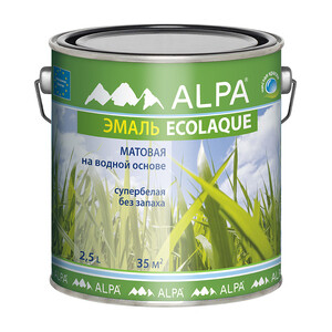 Эмаль на водной основе Alpa Ecolaque белая матовая 2,5 л — купить в ...